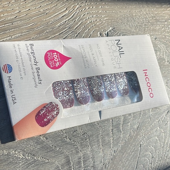Incoco | Makeup | Incoco Burgandy With Silver Glitter Nail Polish Strips Burgundy Beauty 2 For 8 ...